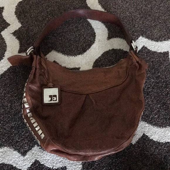 Joe's Jeans | Bags | Joes Jean Leather Studded Hobo See Pics Cognac ...